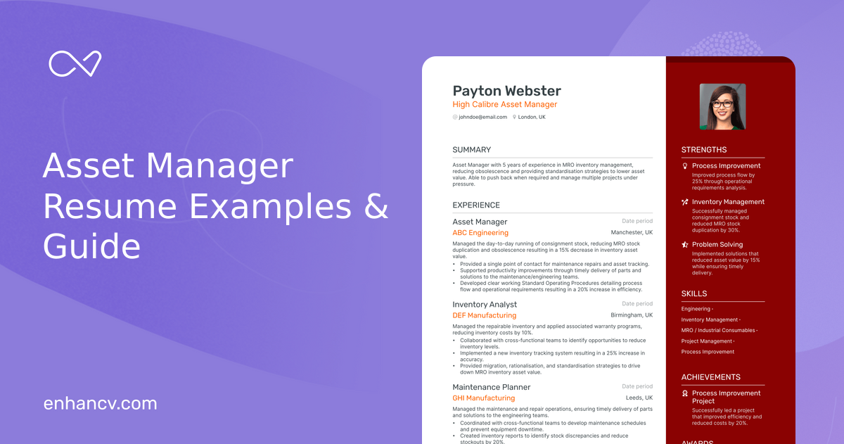 5 Asset Manager Resume Examples & Guide for 2024