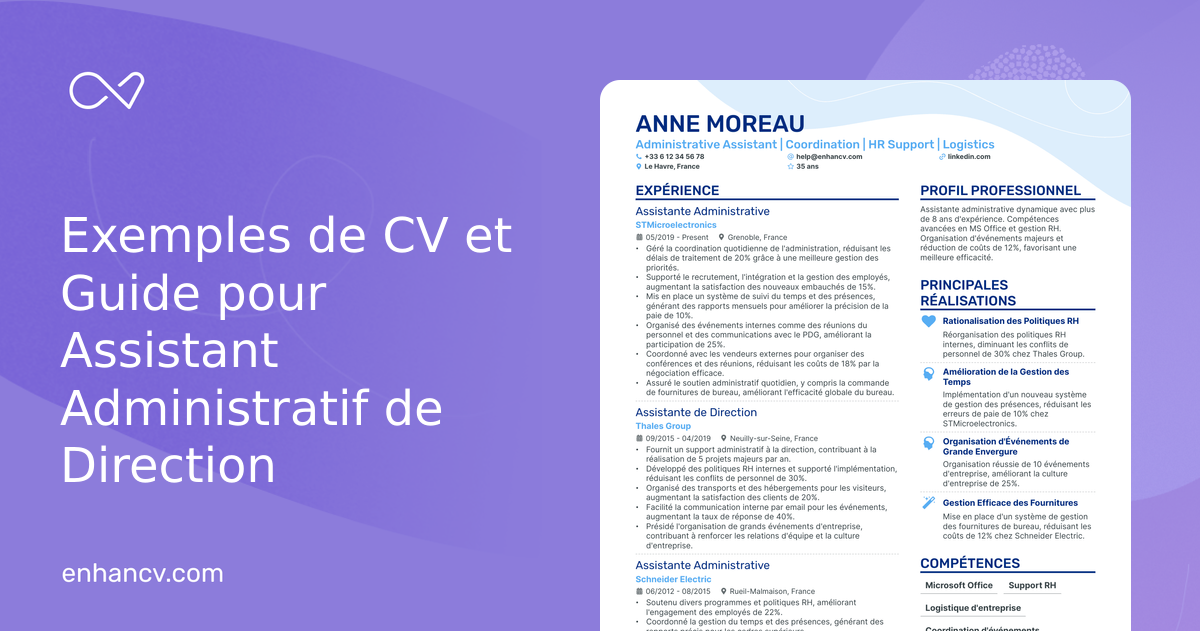 Exemple de CV de Assistant Administratif de Direction qui a Obtenu un Emploi et Conseils pour 2025