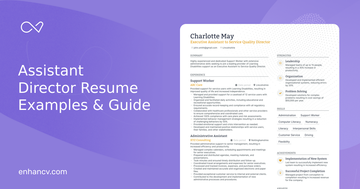 5 Assistant Director Resume Examples & Guide for 2024