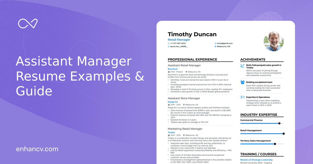 9 Assistant Manager Resume Examples & Guide for 2024