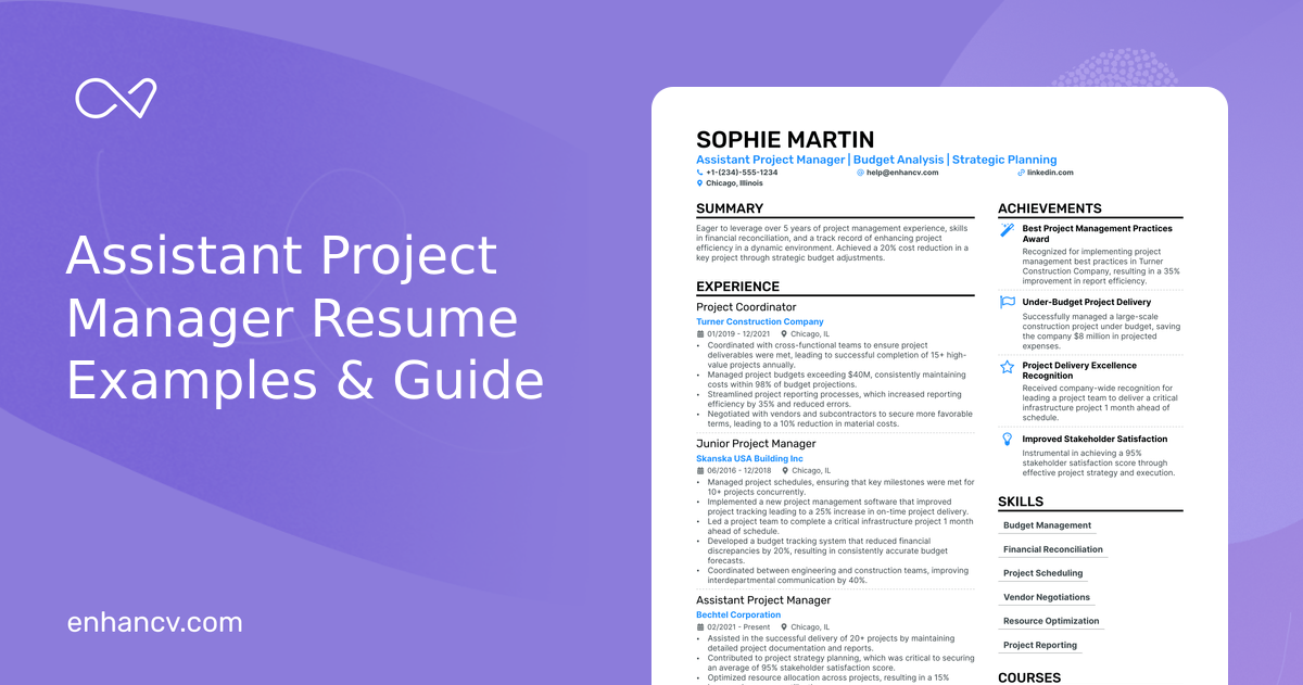 10 Assistant Project Manager Resume Examples & Guide for 2024