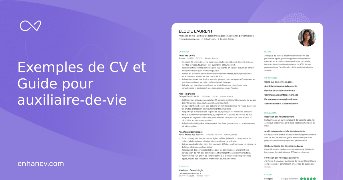 CV Auxiliaire de Vie : Modèles, Exemples & Conseils Pros