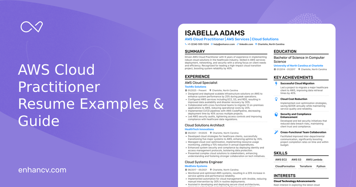 10 AWS Cloud Practitioner Resume Examples & Guide for 2026