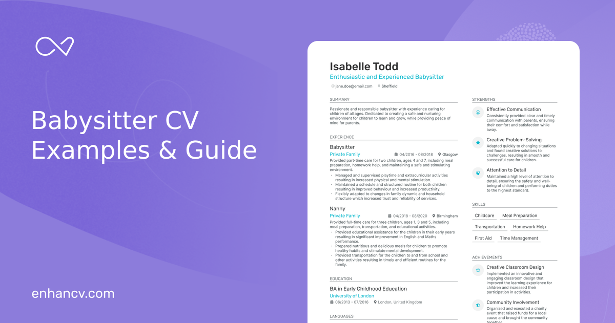3 Babysitter CV Examples for 2024