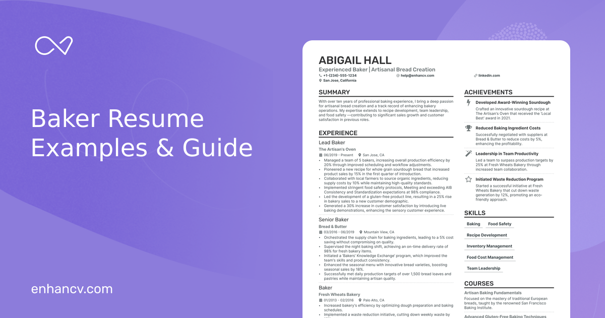 5 Baker Resume Examples & Guide for 2024