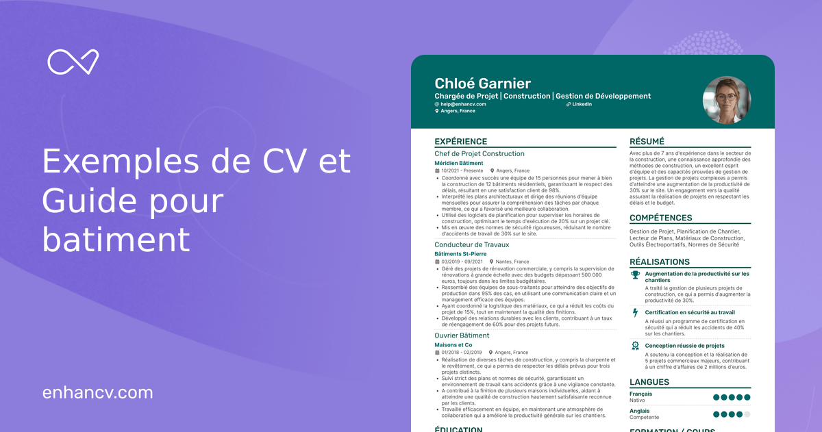 CV Bâtiment : Modèles et Exemples de CV BTP à Télécharger (2025)