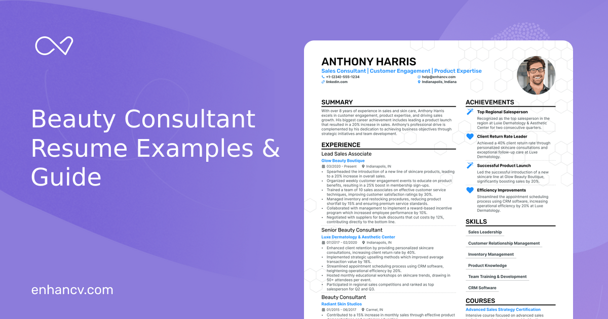 5 Beauty Consultant Resume Examples & Guide for 2024