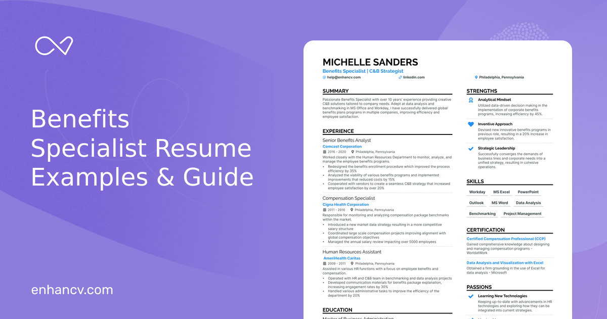 10 Benefits Specialist Resume Examples & Guide for 2024