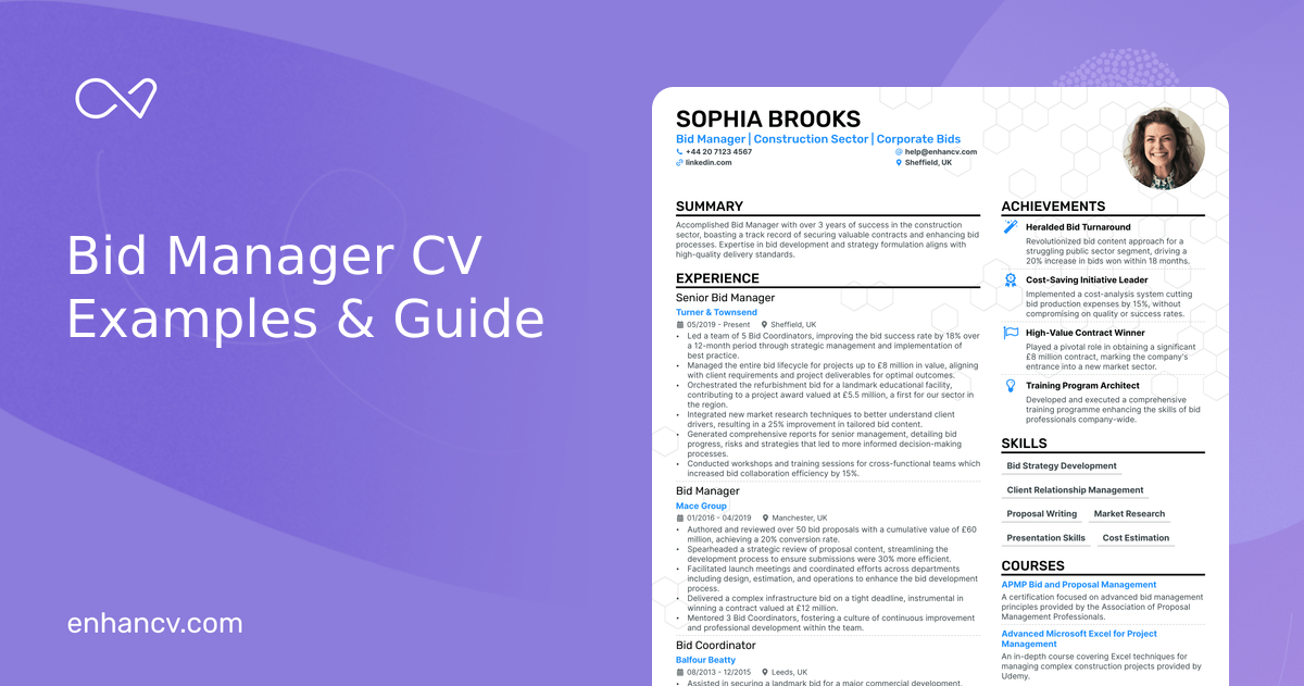 Bid Manager CV Examples & Guide for 2026