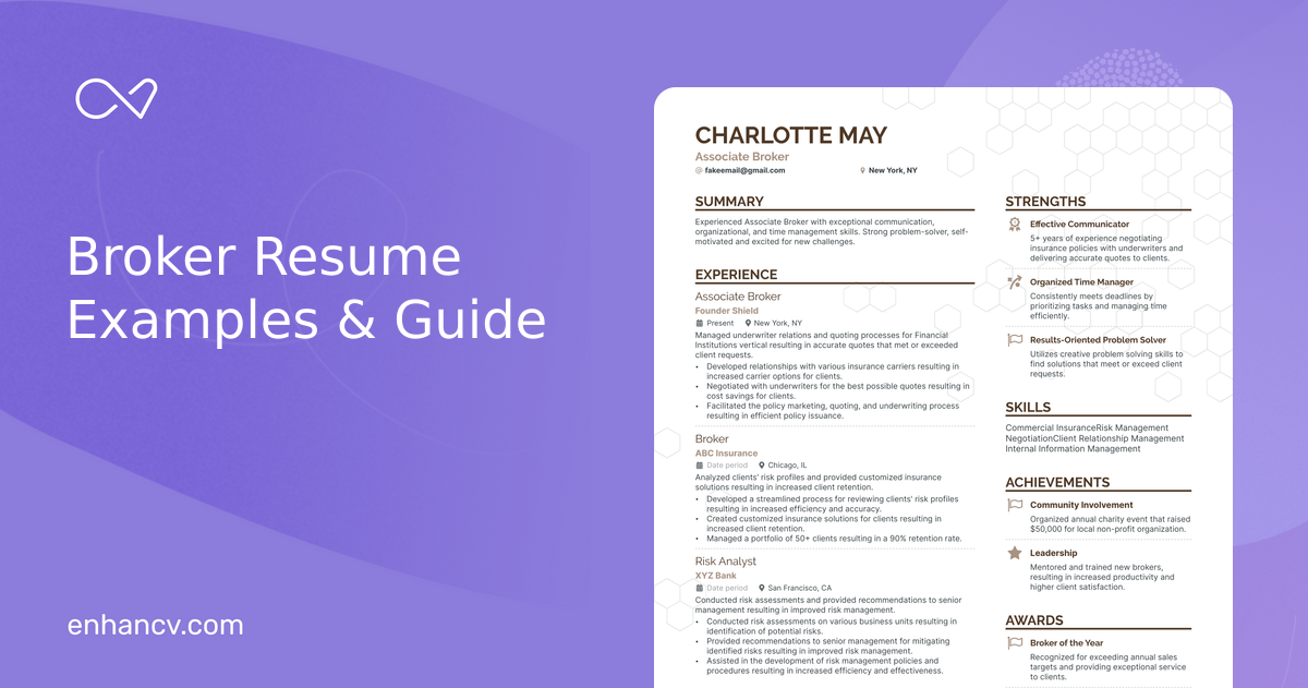 9 Broker Resume Examples & Guide for 2024