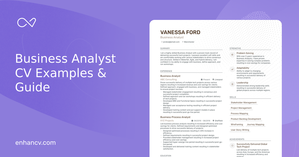 3 Business Analyst CV Examples for 2024