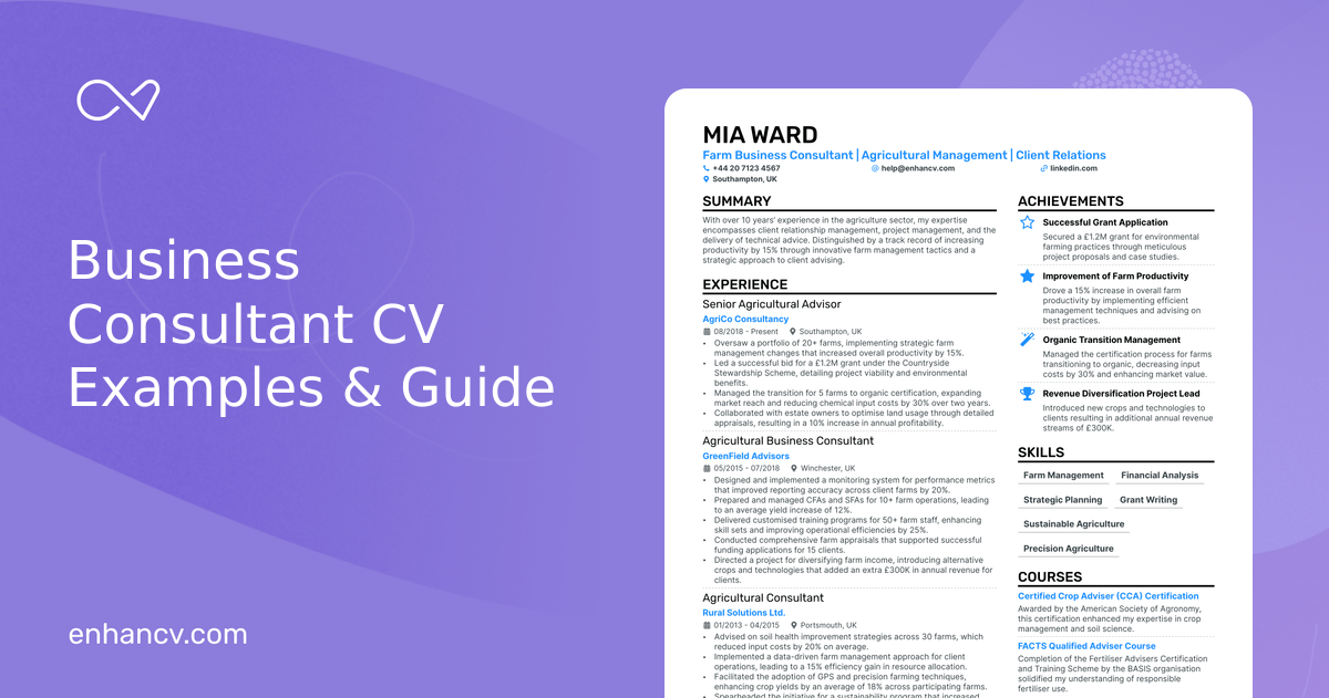 Business Consultant CV Examples & Guide for 2026