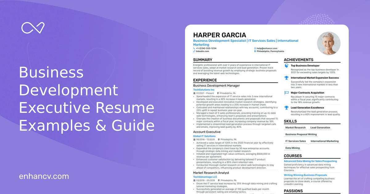 10 Business Development Executive Resume Examples & Guide for 2024