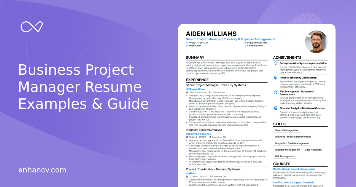 10 Business Project Manager Resume Examples & Guide for 2026