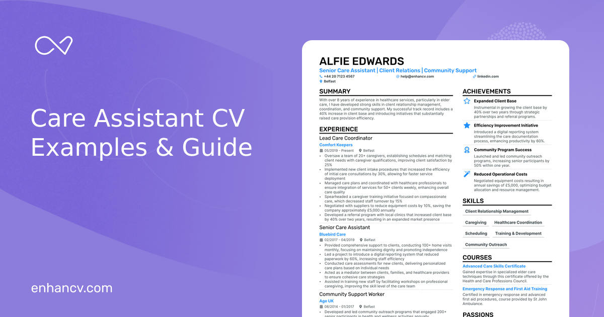 Care Assistant CV Examples & Guide for 2026