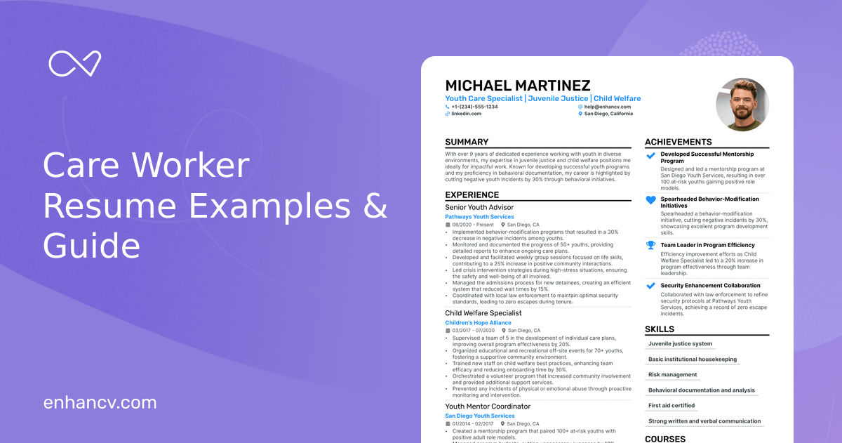 10 Care Worker Resume Examples & Guide for 2024