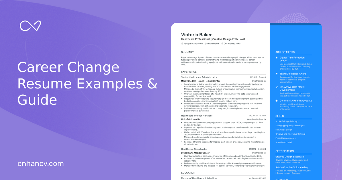 5 Career Change Resume Examples & Guide for 2024 | Enhancv
