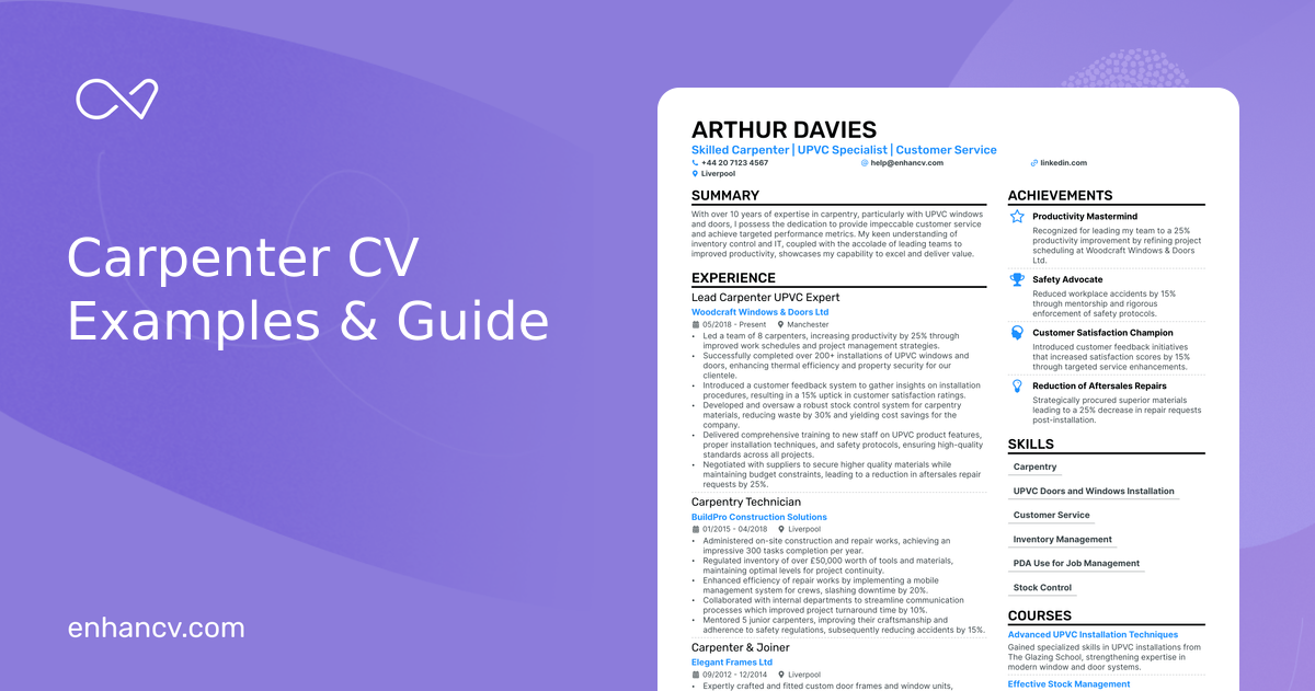 Carpenter CV Examples & Guide for 2025