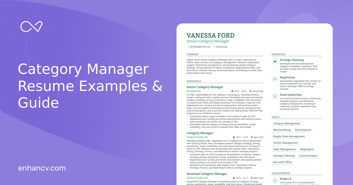 5 Category Manager Resume Examples & Guide for 2024
