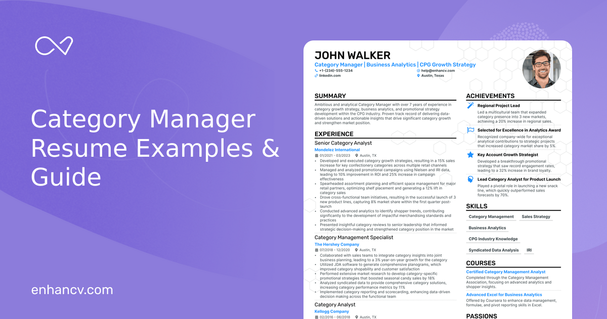 5 Category Manager Resume Examples & Guide for 2024
