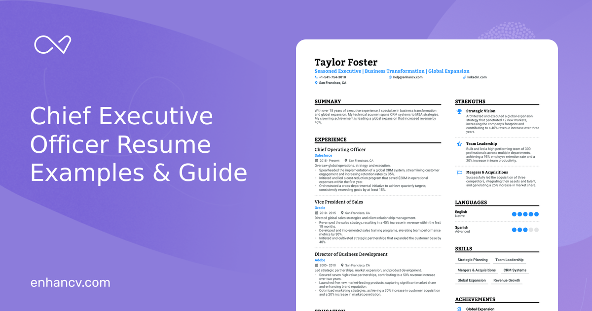 5 CEO Resume Examples - November 2024