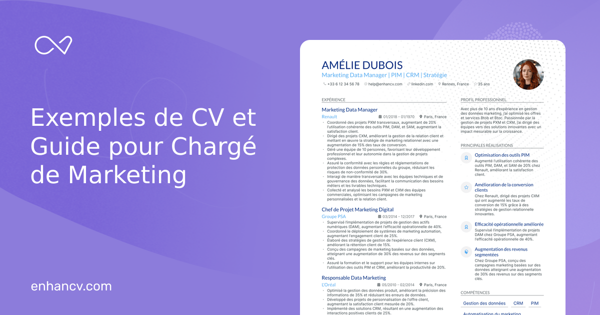Exemple de CV de Chargé de Marketing qui a Obtenu un Emploi et Conseils ...