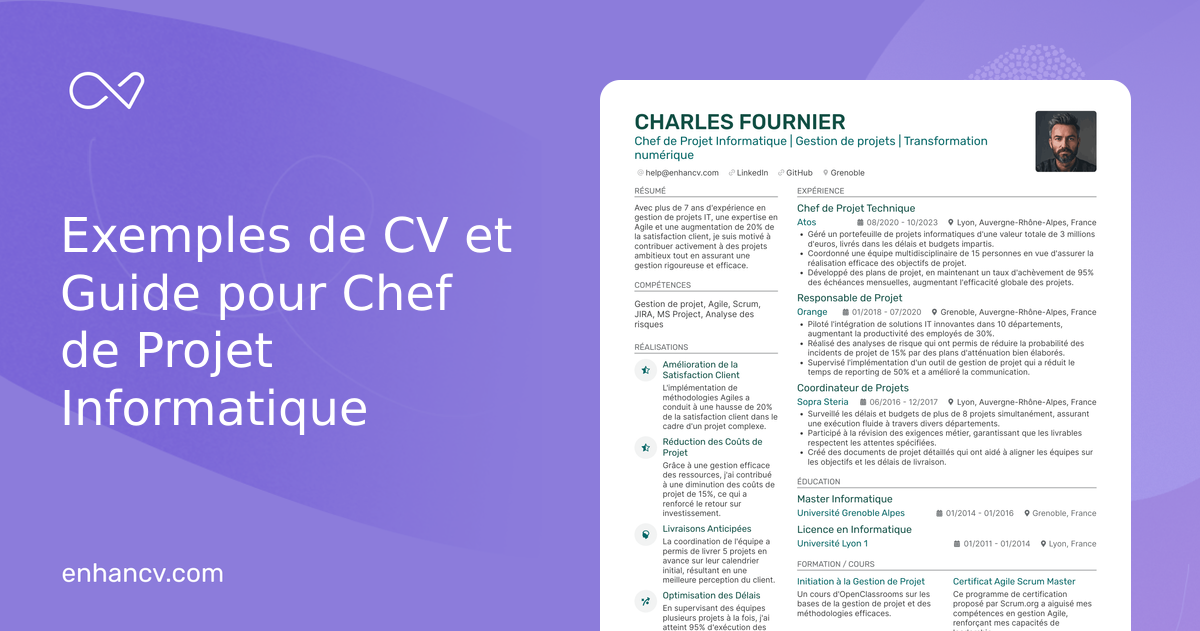 CV Chef de Projet Informatique : Nos Modèles 2026