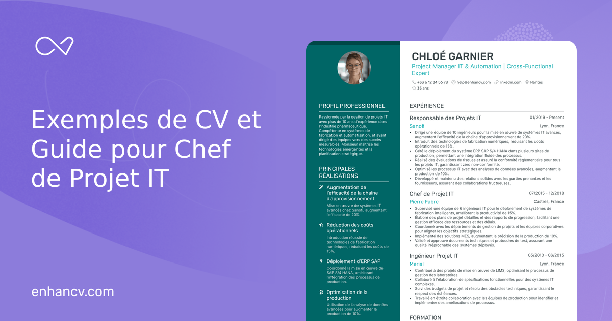 Exemple de CV de Chef de Projet IT qui a Obtenu un Emploi et Conseils ...