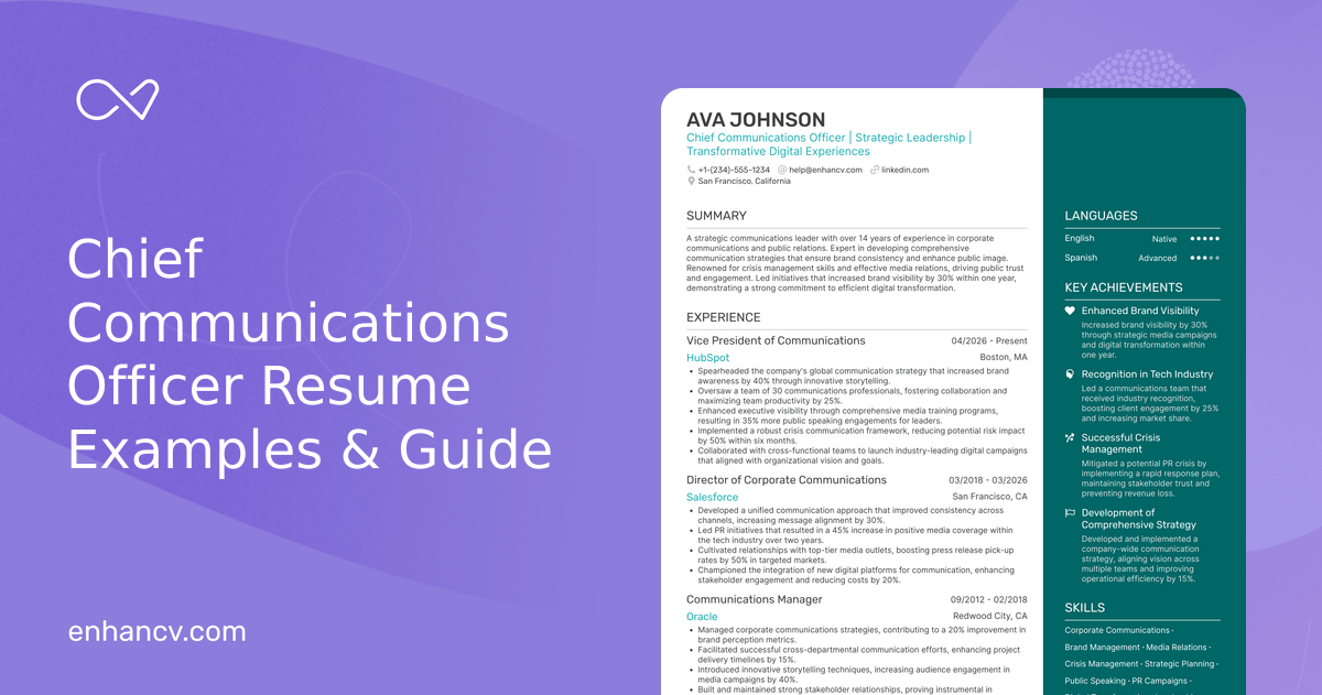 11 Chief Communications Officer Resume Examples - 2026