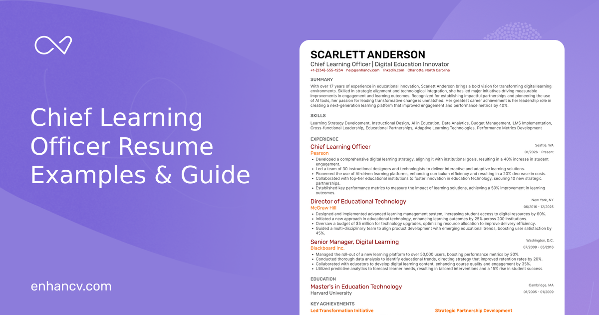 11 Chief Learning Officer Resume Examples - 2026