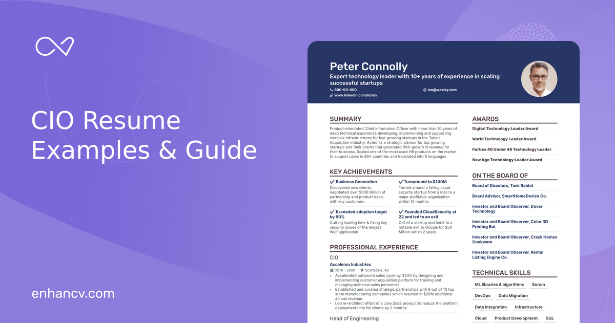 5 Chief Information Officer (CIO) Resume Examples - November 2024