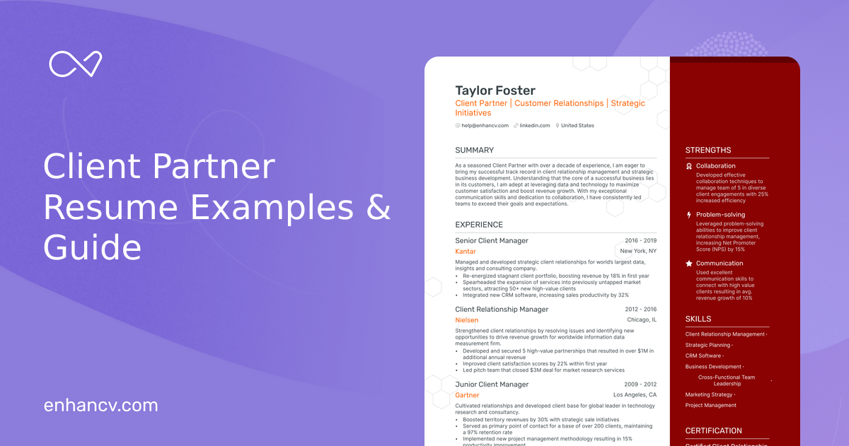 5 Client Partner Resume Examples & Guide for 2024