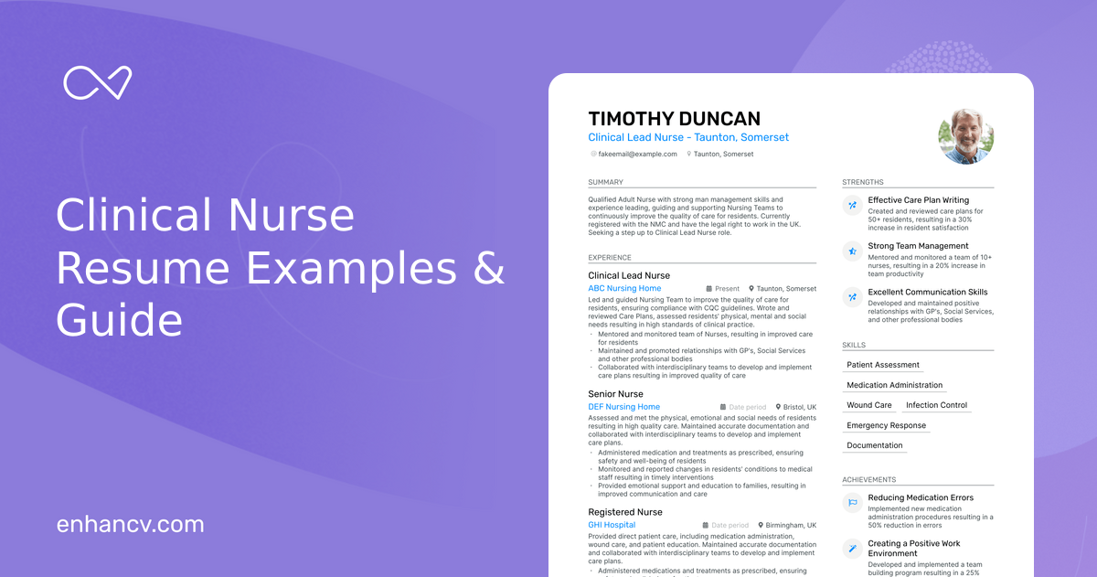 5 Clinical Nurse Resume Examples & Guide for 2024