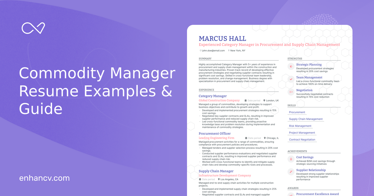 5 Commodity Manager Resume Examples & Guide for 2024