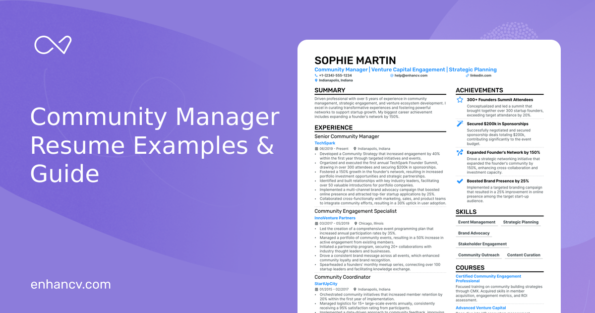 10 Community Manager Resume Examples & Guide for 2024