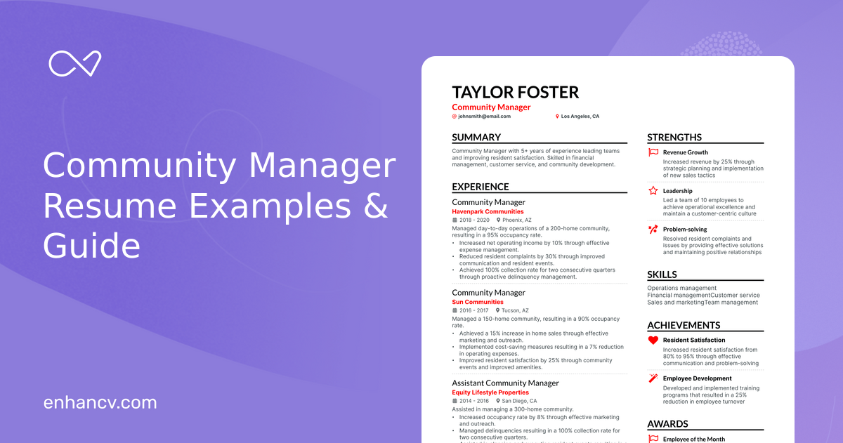5 Community Manager Resume Examples & Guide for 2024