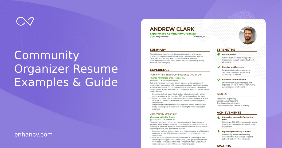 5 Community Organizer Resume Examples & Guide for 2024