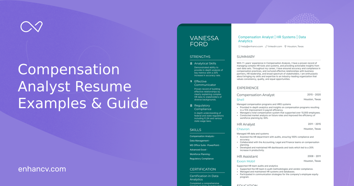 10 Compensation Analyst Resume Examples & Guide for 2024