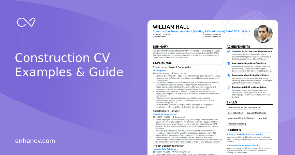 Construction CV Examples & Guide for 2026