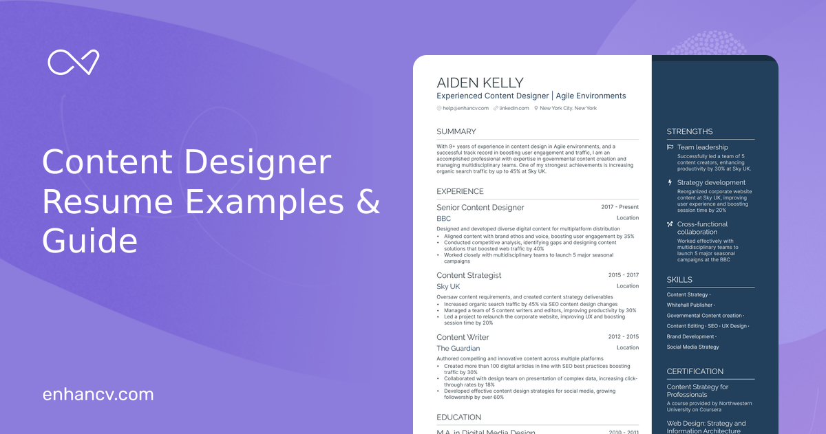10 Content Designer Resume Examples & Guide for 2024