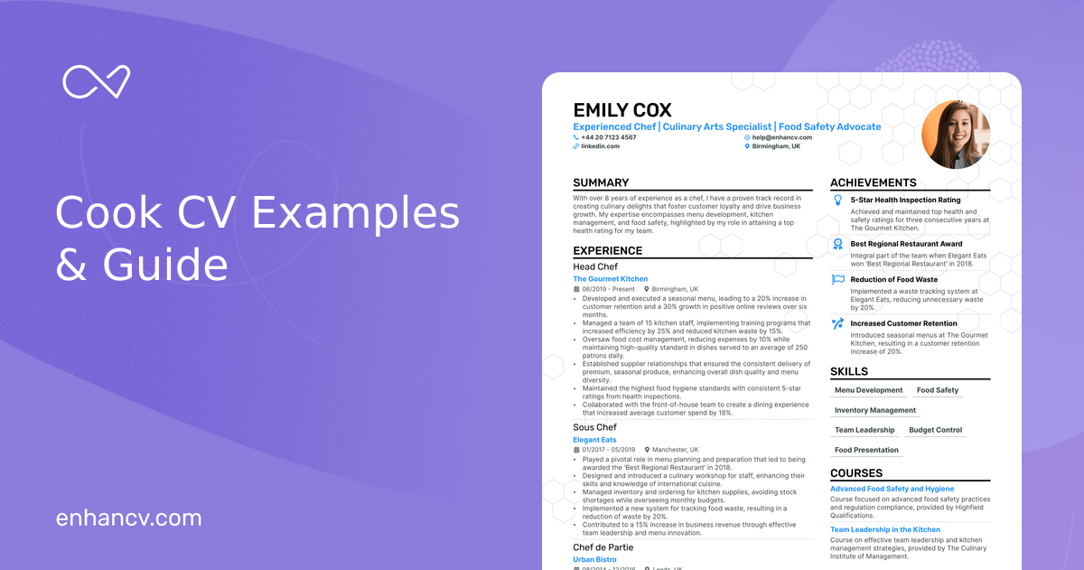 Cook CV Examples & Guide for 2025