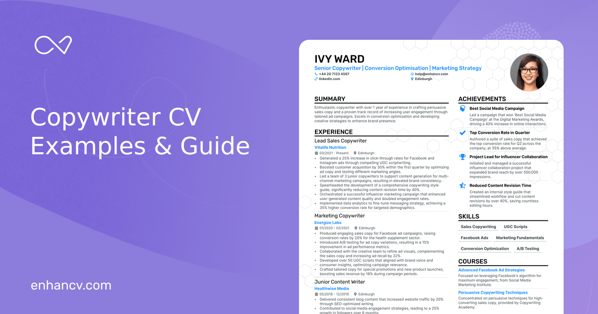Copywriter CV Examples & Guide for 2025