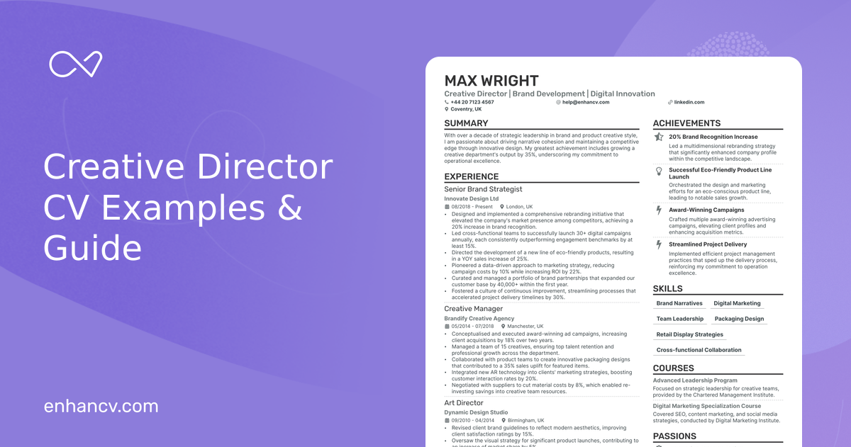 Creative Director CV Examples & Guide for 2026