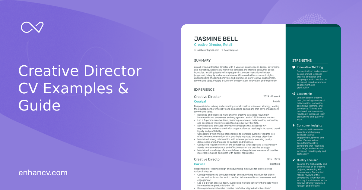 3 Creative Director CV Examples for 2024