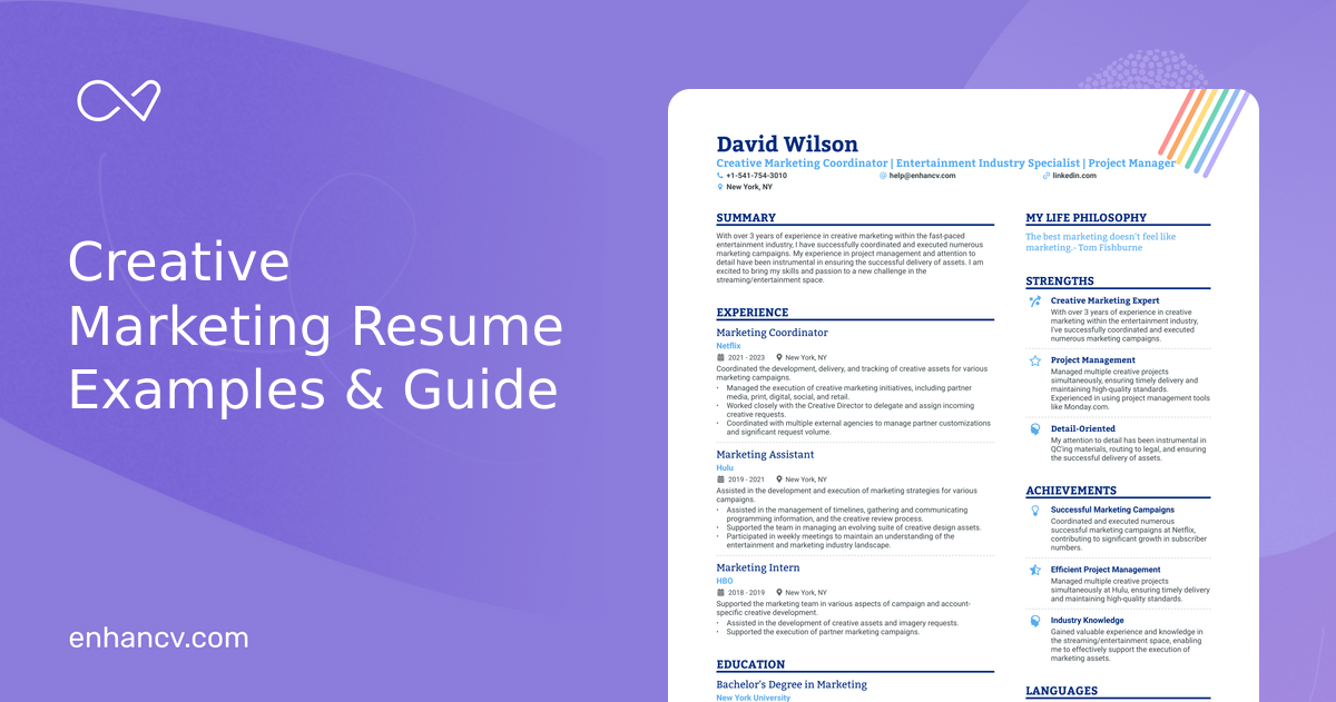 5 Creative Marketing Resume Examples & Guide for 2024