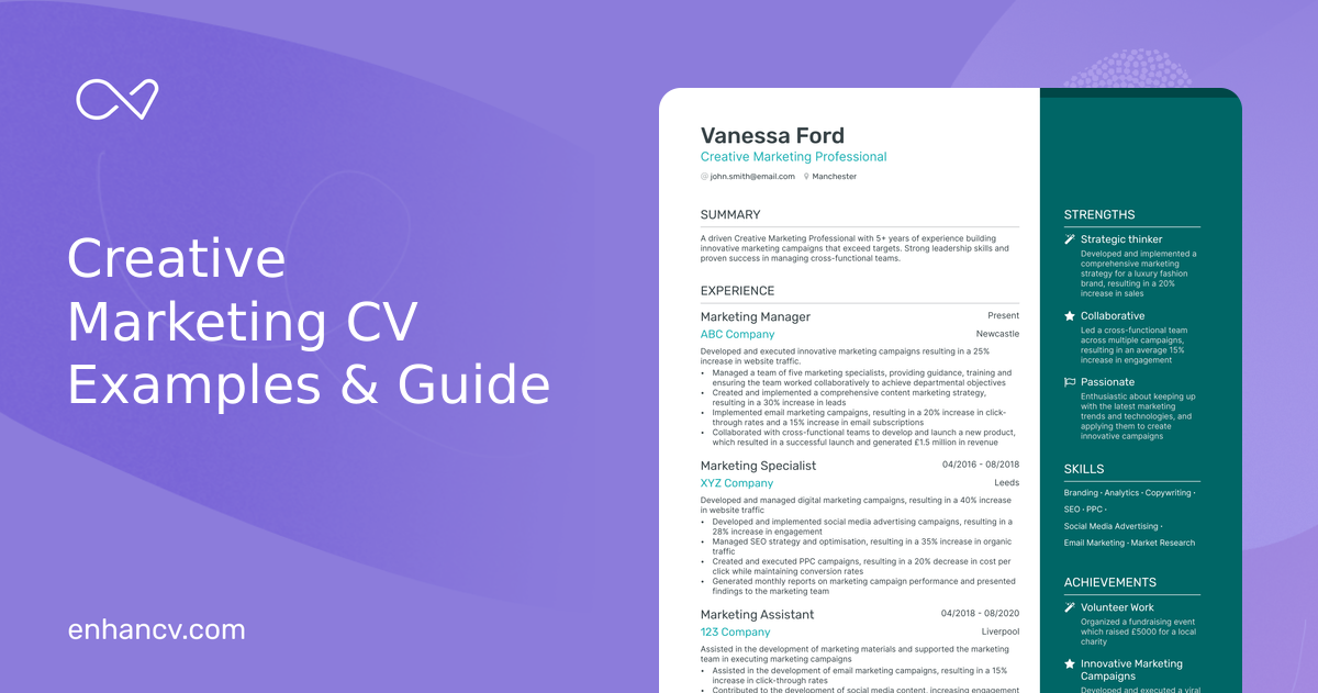 3 Creative Marketing CV Examples for 2024