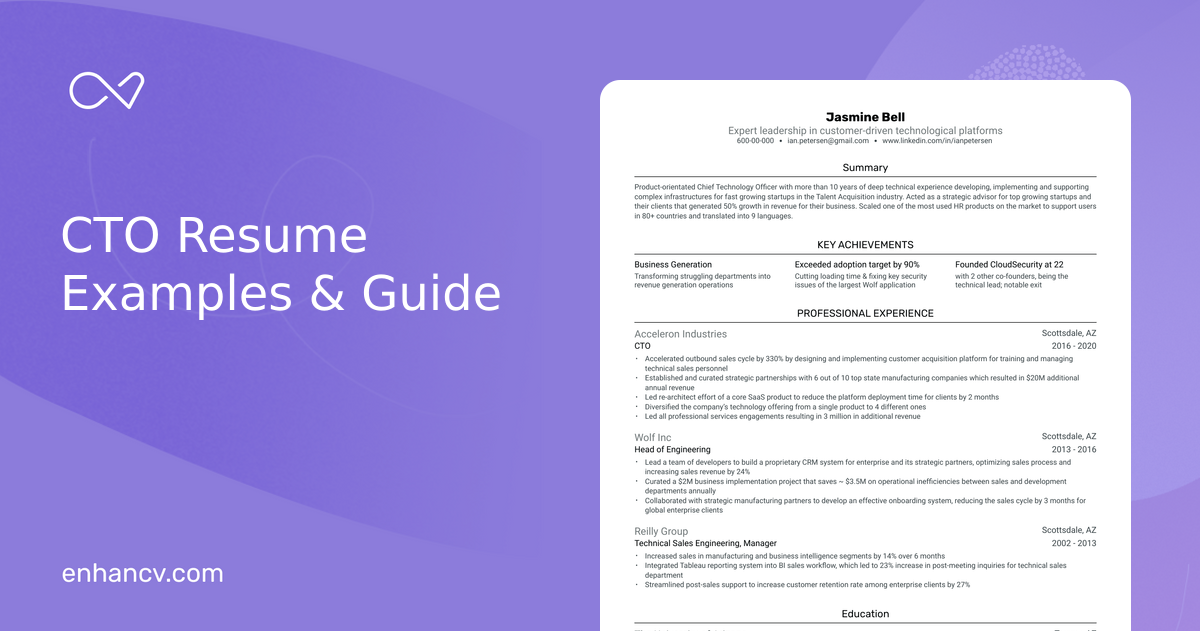 5 CTO Resume Examples & Guide for 2024