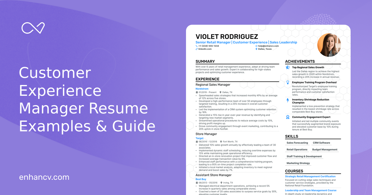5 Customer Experience Manager Resume Examples & Guide for 2024