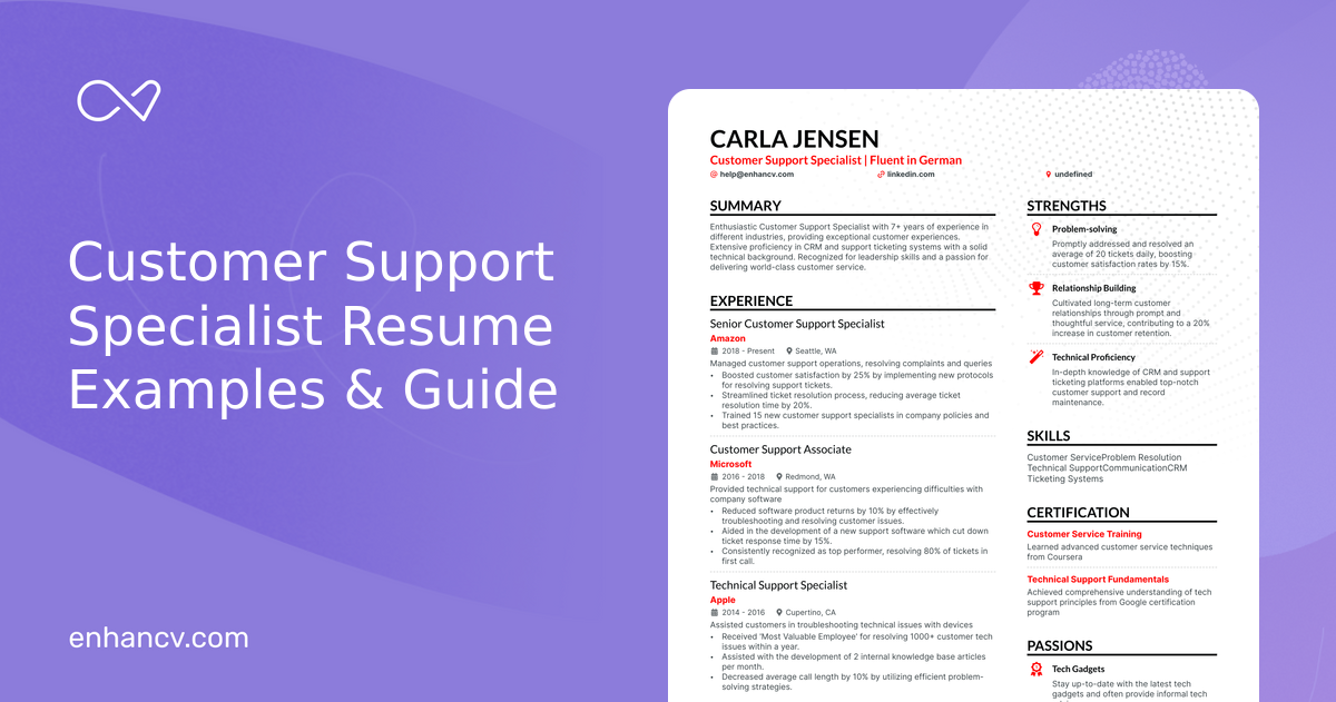 5 Customer Support Specialist Resume Examples & Guide for 2024