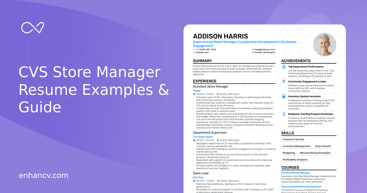 5 CVS Store Manager Resume Examples & Guide for 2024